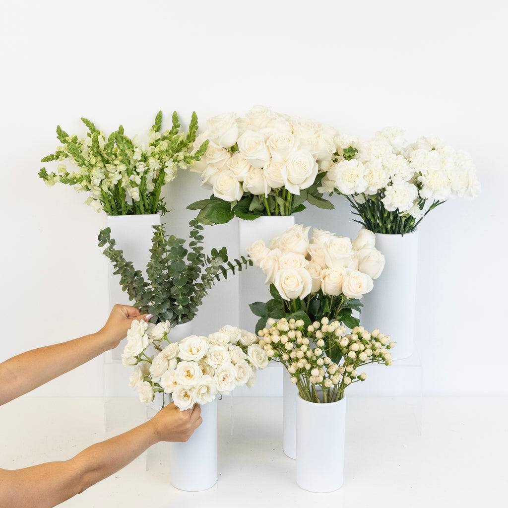 Buy Wholesale Snow White Bouquet Bar Flower Kits in Bulk | FiftyFlo...